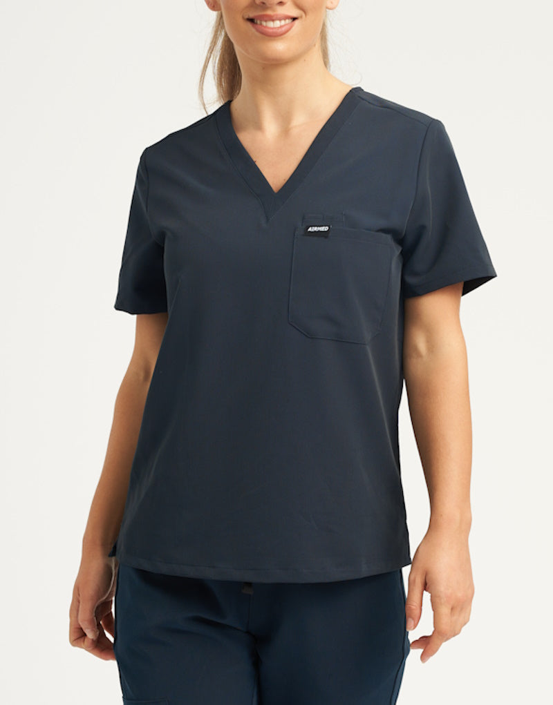 Essential One Pocket V Neck Scrub Top - Midnight Navy – Airmed Scrubs