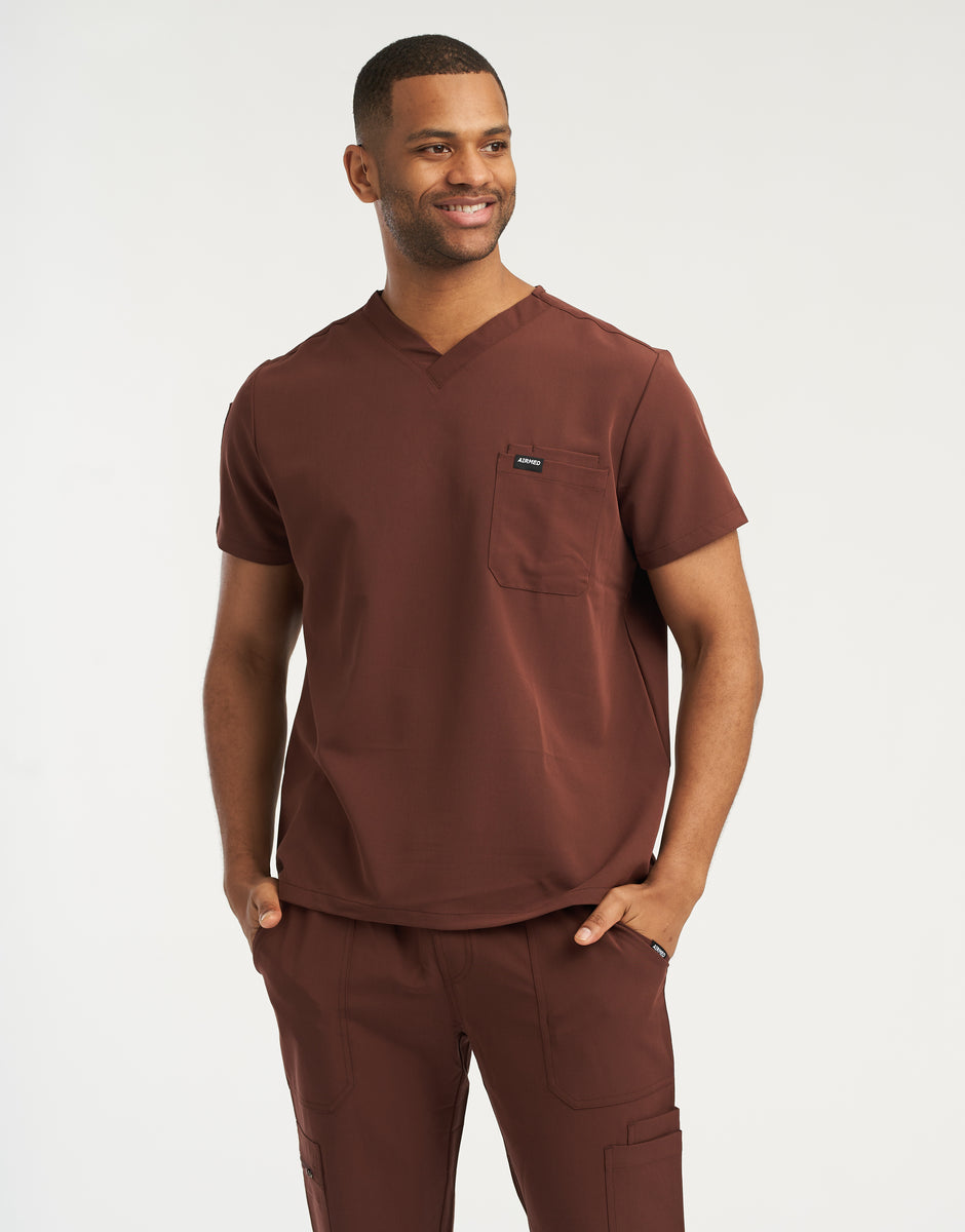Essential V Neck Scrub Top - Cocoa – Airmed Scrubs
