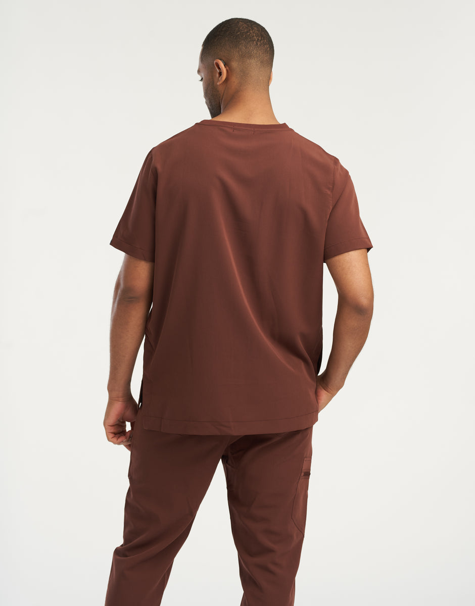 Essential Crewneck Scrub Top - Cocoa (MEN) – Airmed Scrubs