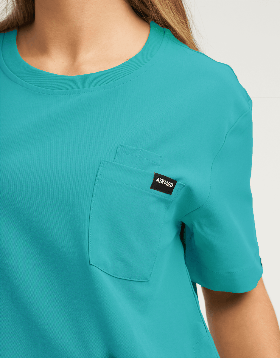 Essential Crewneck Scrub Top - Sydney Teal – Airmed Scrubs
