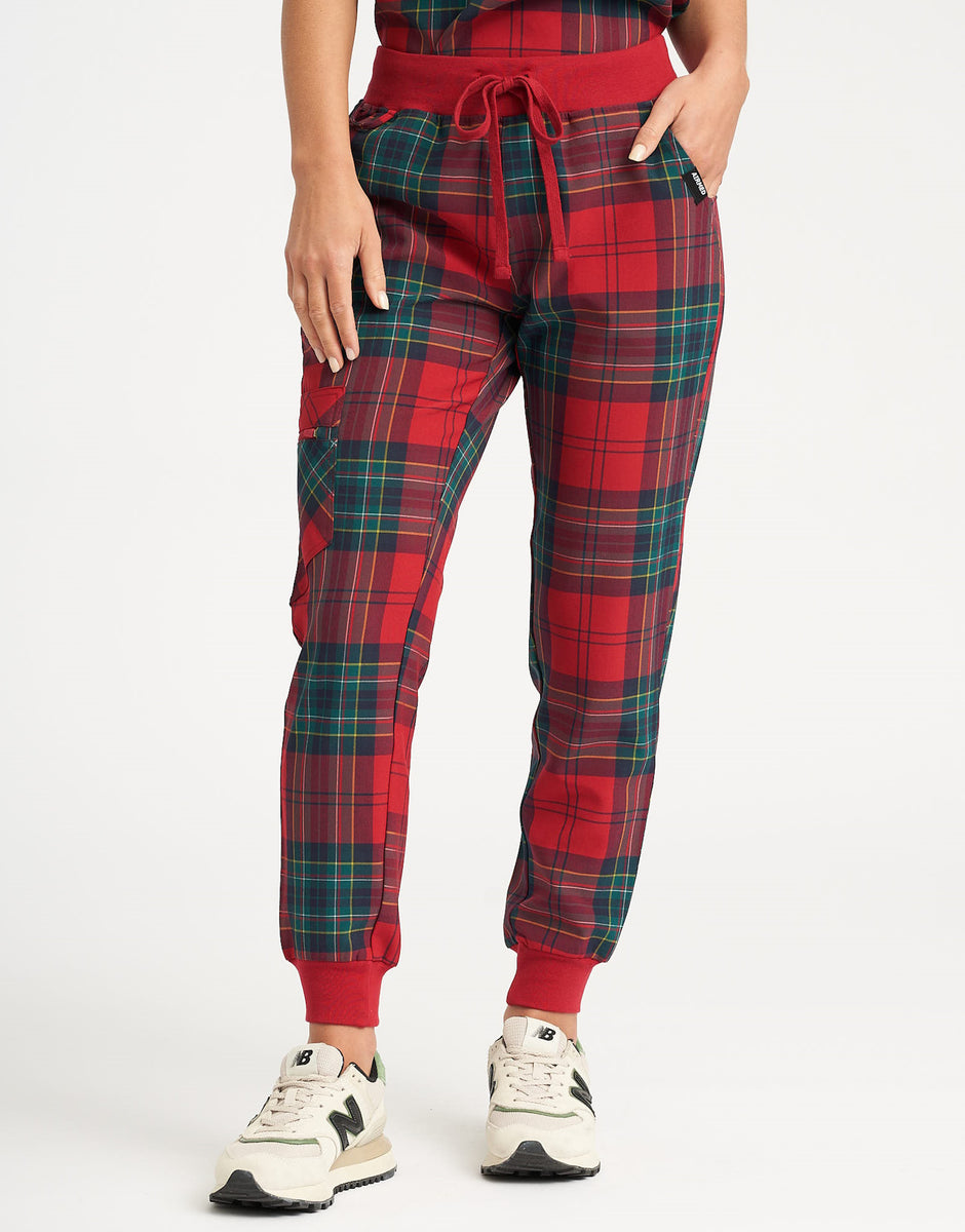 Essential Everyday Jogger Scrub Pants - Christmas Red Tartan – Airmed ...