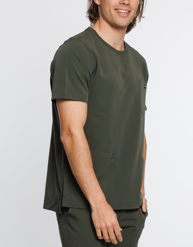 Essential Crewneck Scrub Top for Men - Evergreen – Airmed Scrubs