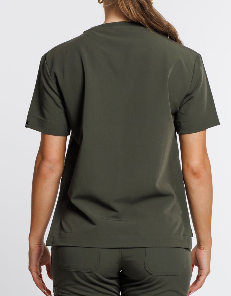 Women's Essential Crewneck Scrub Top - Khaki Green – Airmed Scrubs