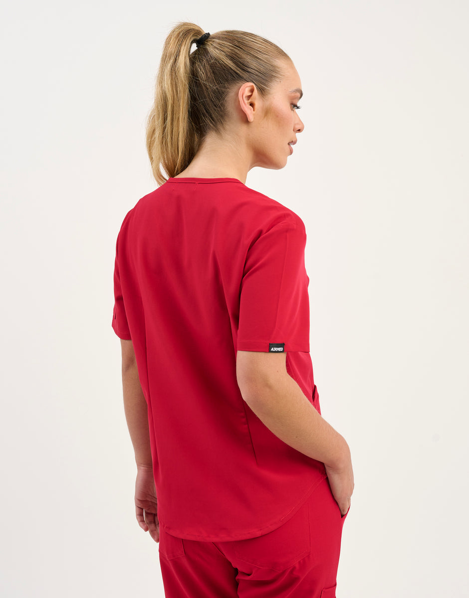 Aspire V Neck Scrub Top - Cherry Red – Airmed Scrubs