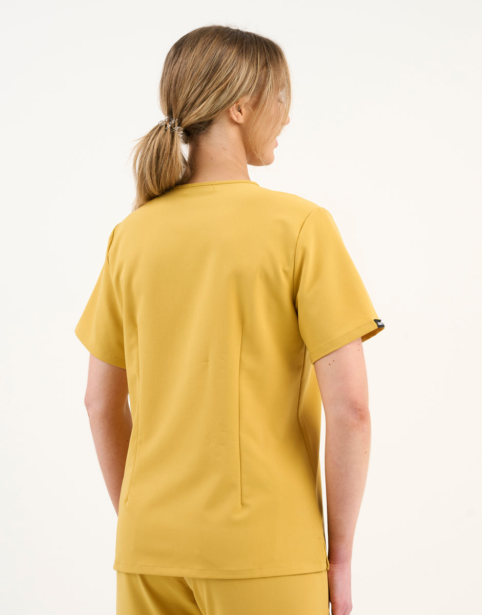Essential One Pocket V Neck Scrub Top - Yellow Gold – Airmed Scrubs