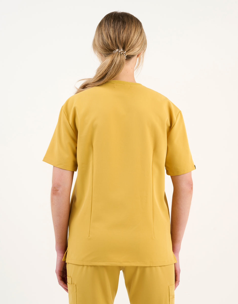 Essential V Neck Scrub Top - Yellow Gold – Airmed Scrubs