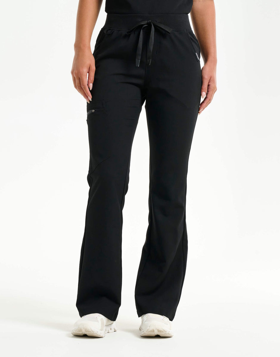 Essential Everyday Black Flare Scrub Pants – Airmed Scrubs