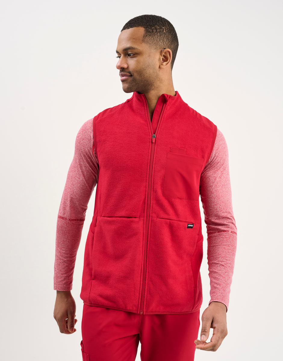 Essential Everyday Fleece Vest - Cherry Red – Airmed Scrubs