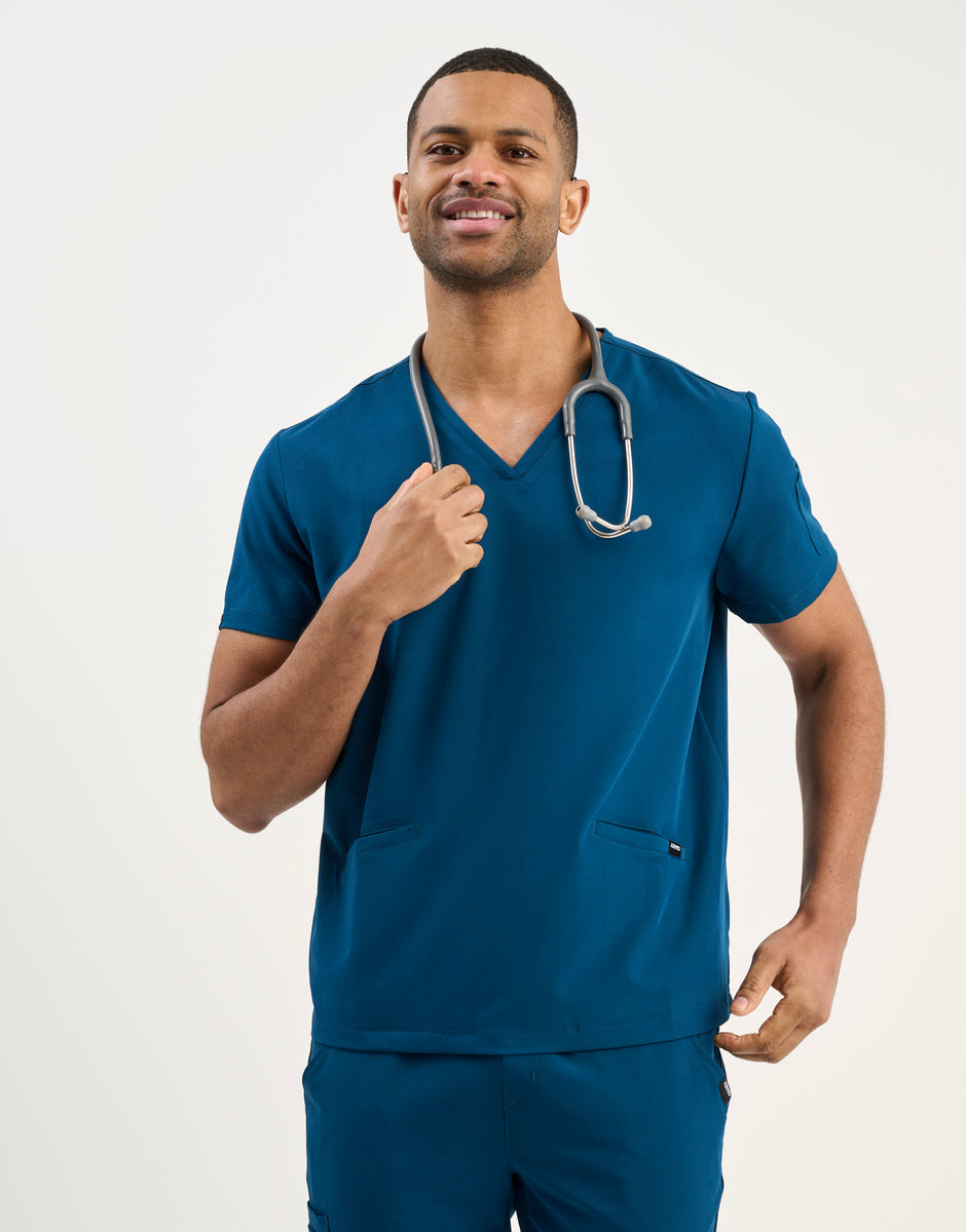 Aspire V Neck Scrub Top - Gibraltar Blue – Airmed Scrubs