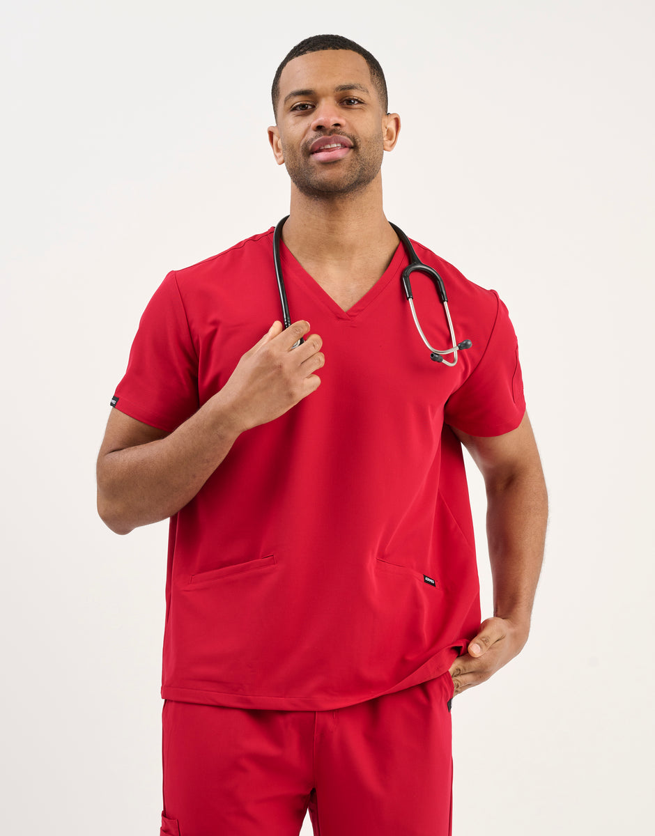 Aspire V Neck Scrub Top - Cherry Red – Airmed Scrubs
