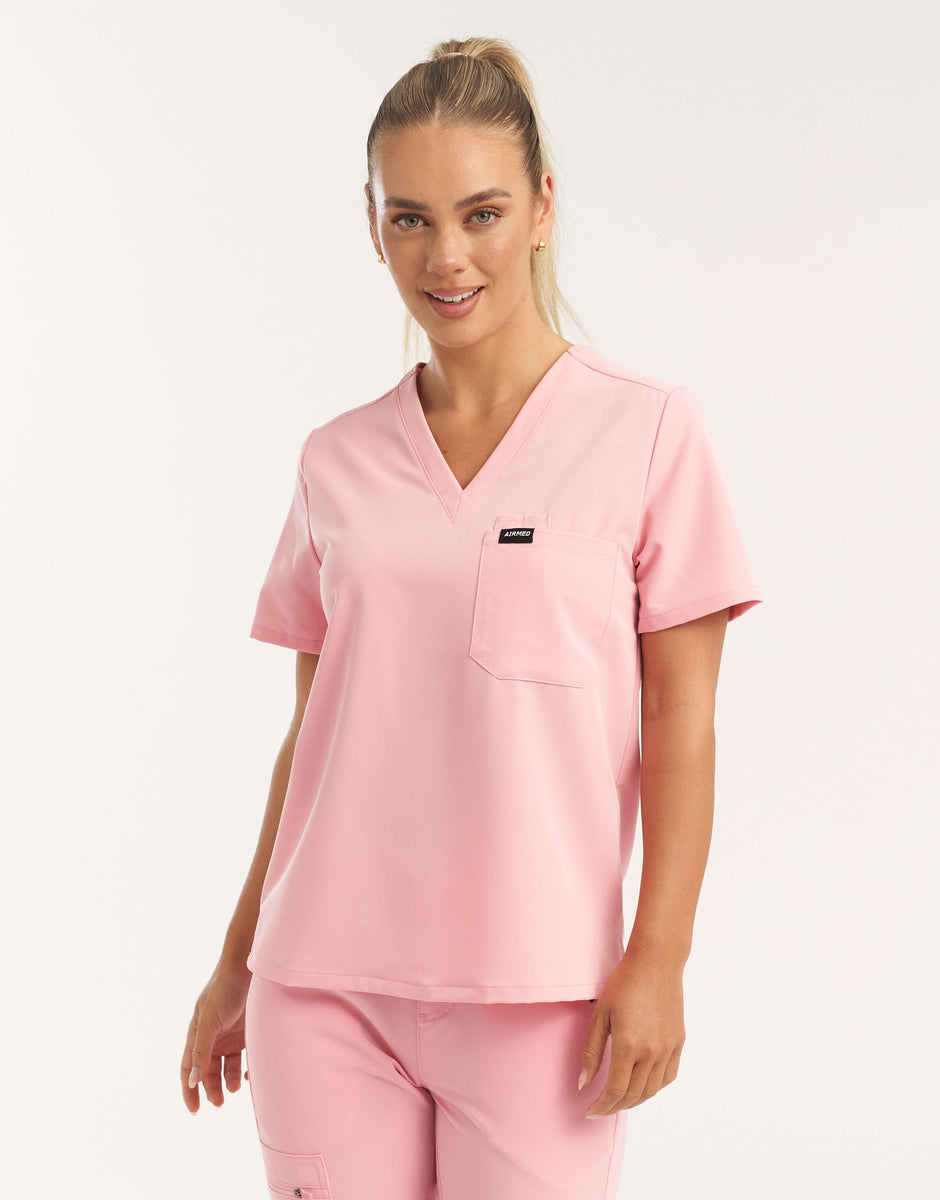 Pink V Neck Scrub Top – Airmed Scrubs