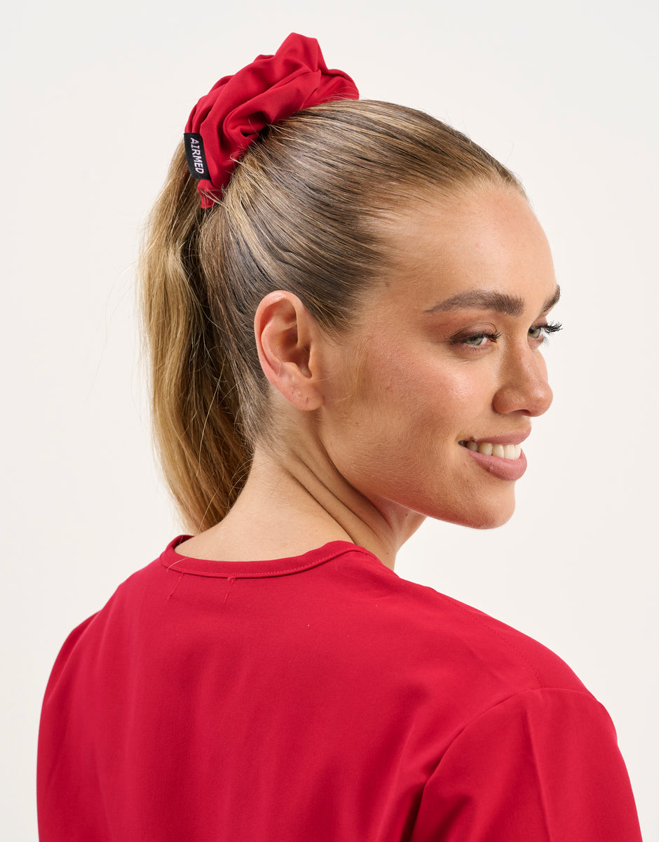 Essential Hair Scrunchie - Cherry Red – Airmed Scrubs