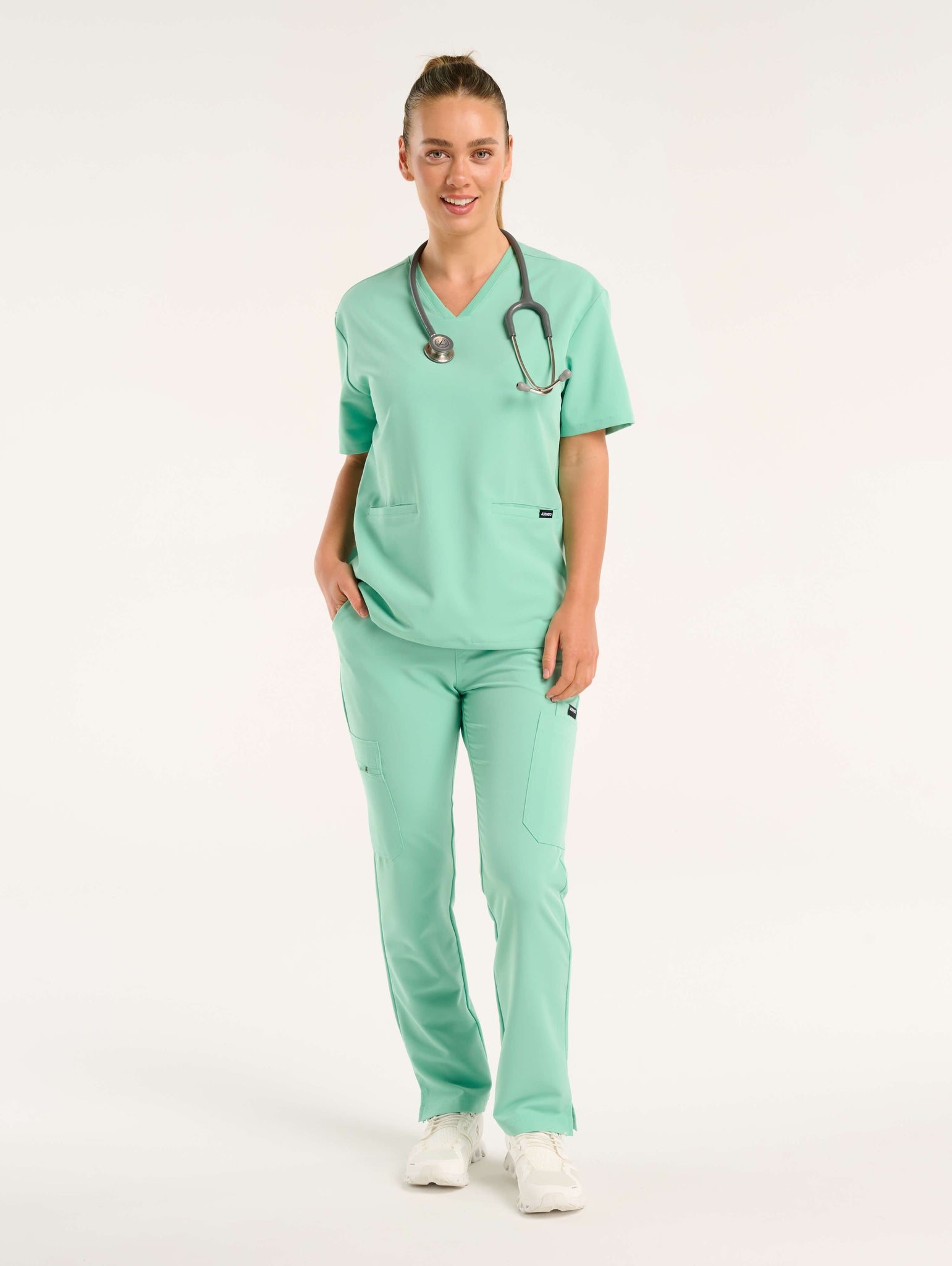 Essential V Neck Scrub Top - Ocean Mint – Airmed Scrubs