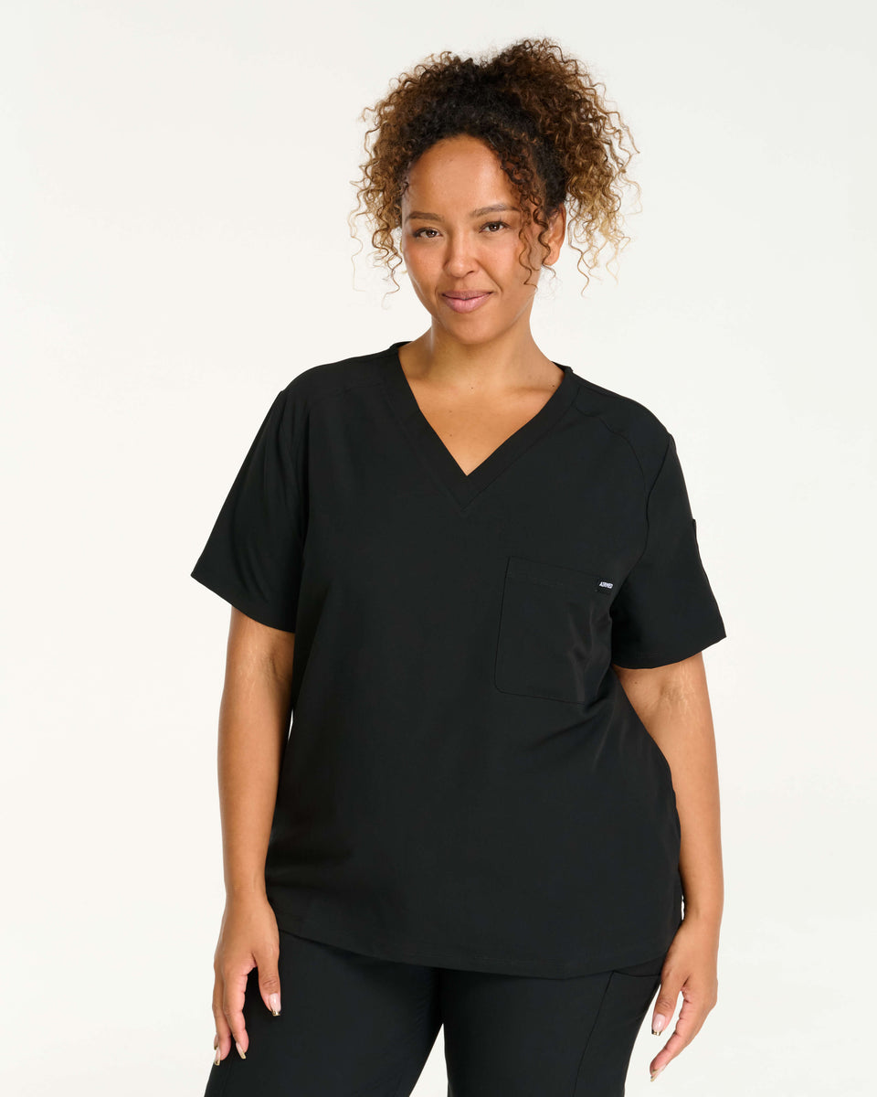 Aspire Classic V Neck Scrub Top - Black – Airmed Scrubs