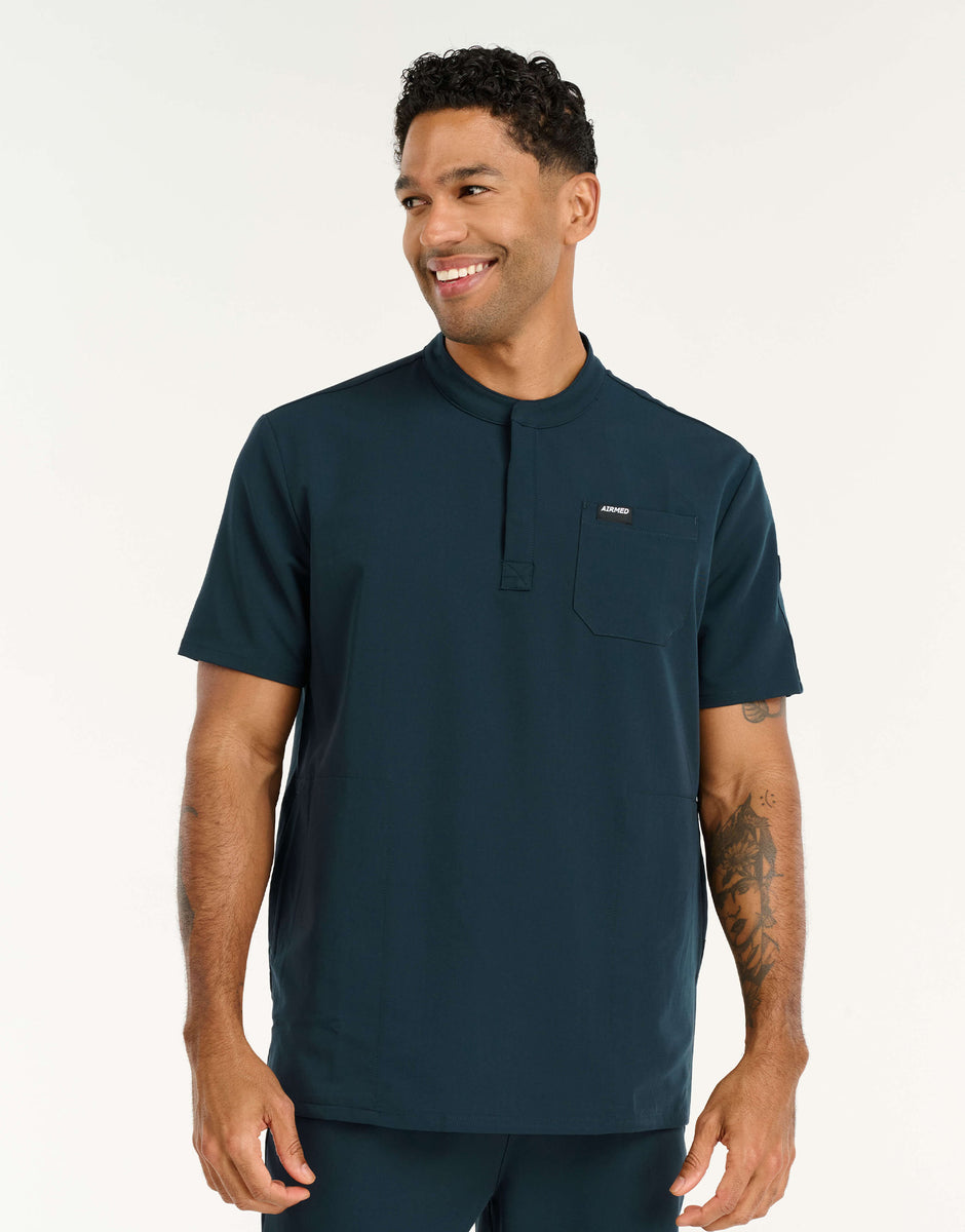 Aspire Mock Neck Scrub Top - Midnight Navy – Airmed Scrubs