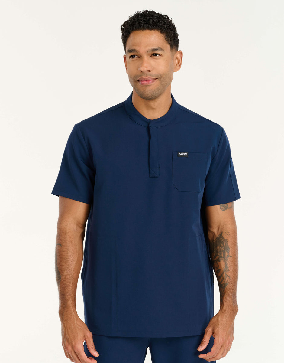 Aspire Mock Neck Scrub Top - True Navy – Airmed Scrubs