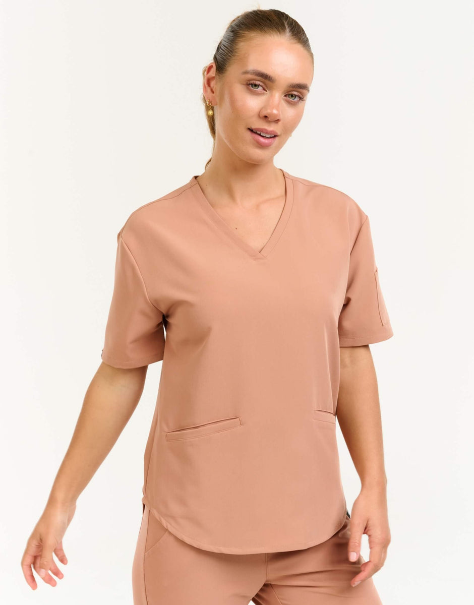 Aspire V Neck Scrub Top in Canyon Clay | Airmed Scrubs