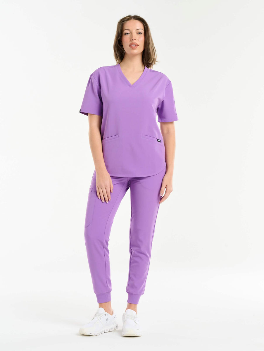 Aspire V Neck Scrub Top in Wisteria Purple | Airmed Scrubs