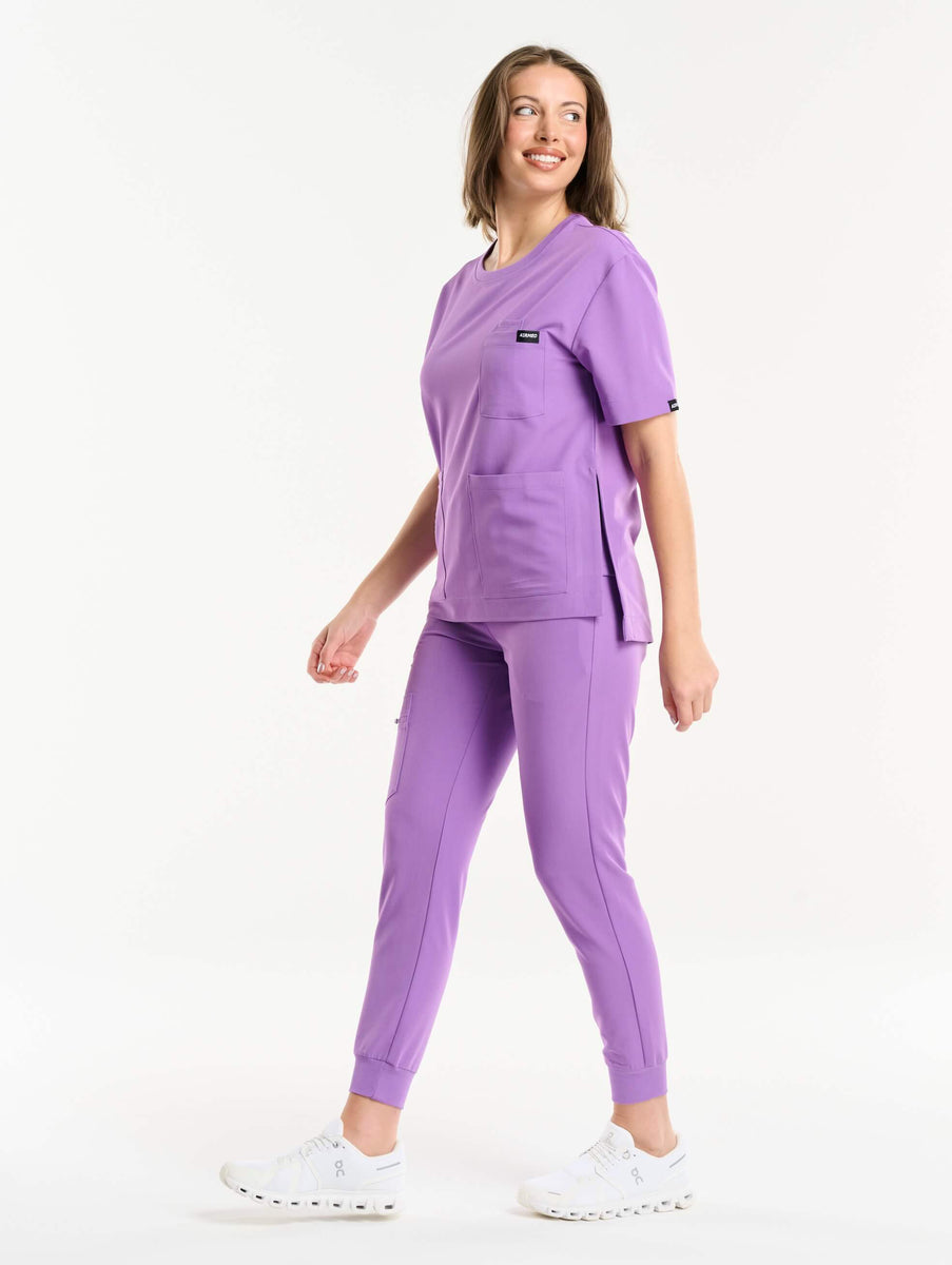 Essential Crewneck Scrub Top in Wisteria Purple | Airmed Scrubs