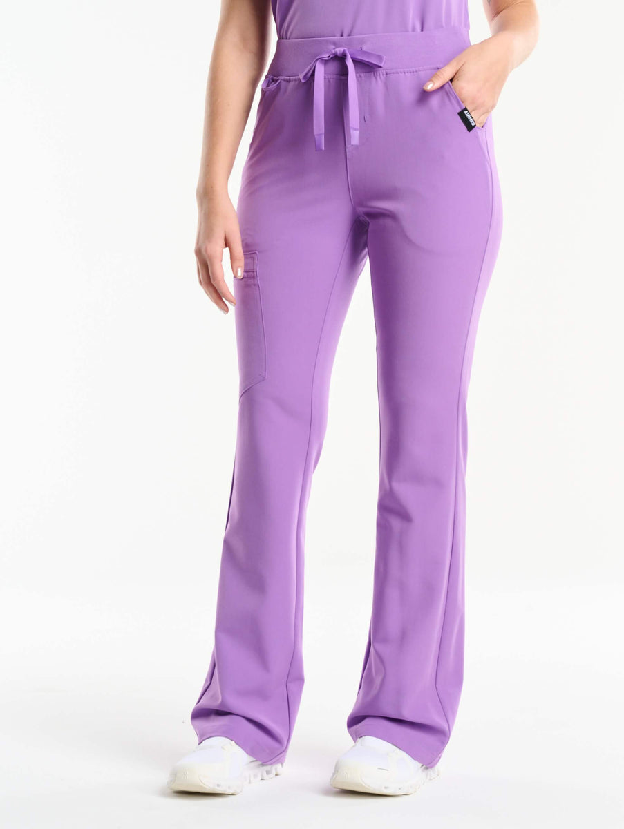 Essential Flare Scrub Pants in Wisteria Purple | Airmed Scrubs