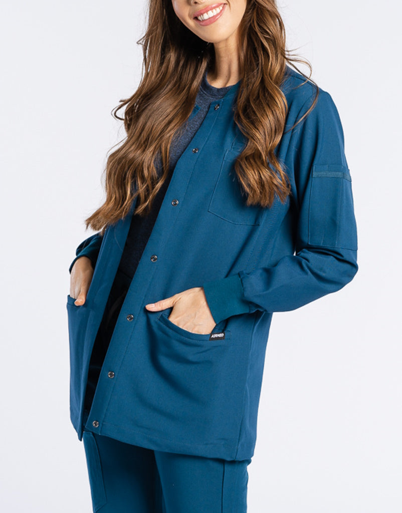Scrub Jacket Button Up - Gibraltar Blue – Airmed Scrubs