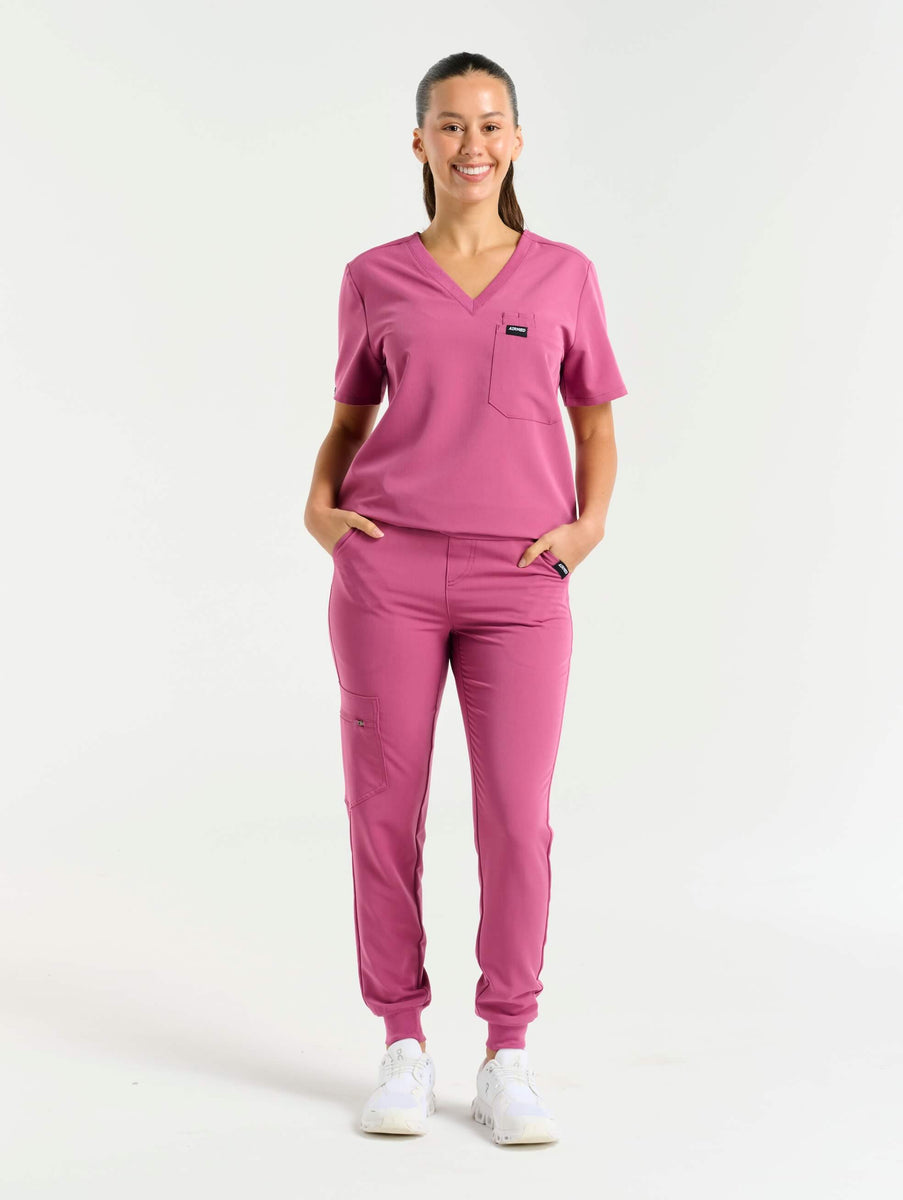 Essential Jogger Scrub Pants in Red Violet | Airmed Scrubs
