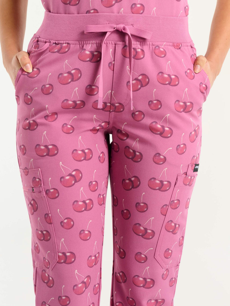 Essential Multi-Pocket Scrub Pants in Cherry Print | Airmed Scrubs