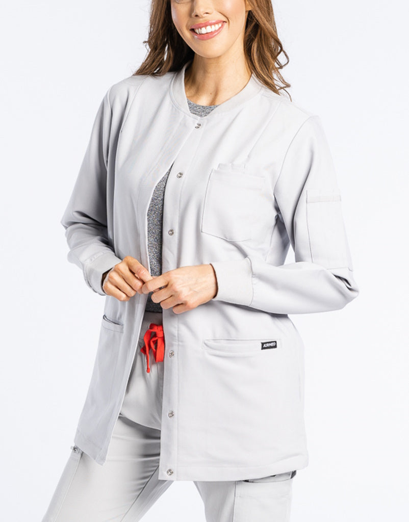 Scrub Jacket Button Up - Tail light Grey – Airmed Scrubs