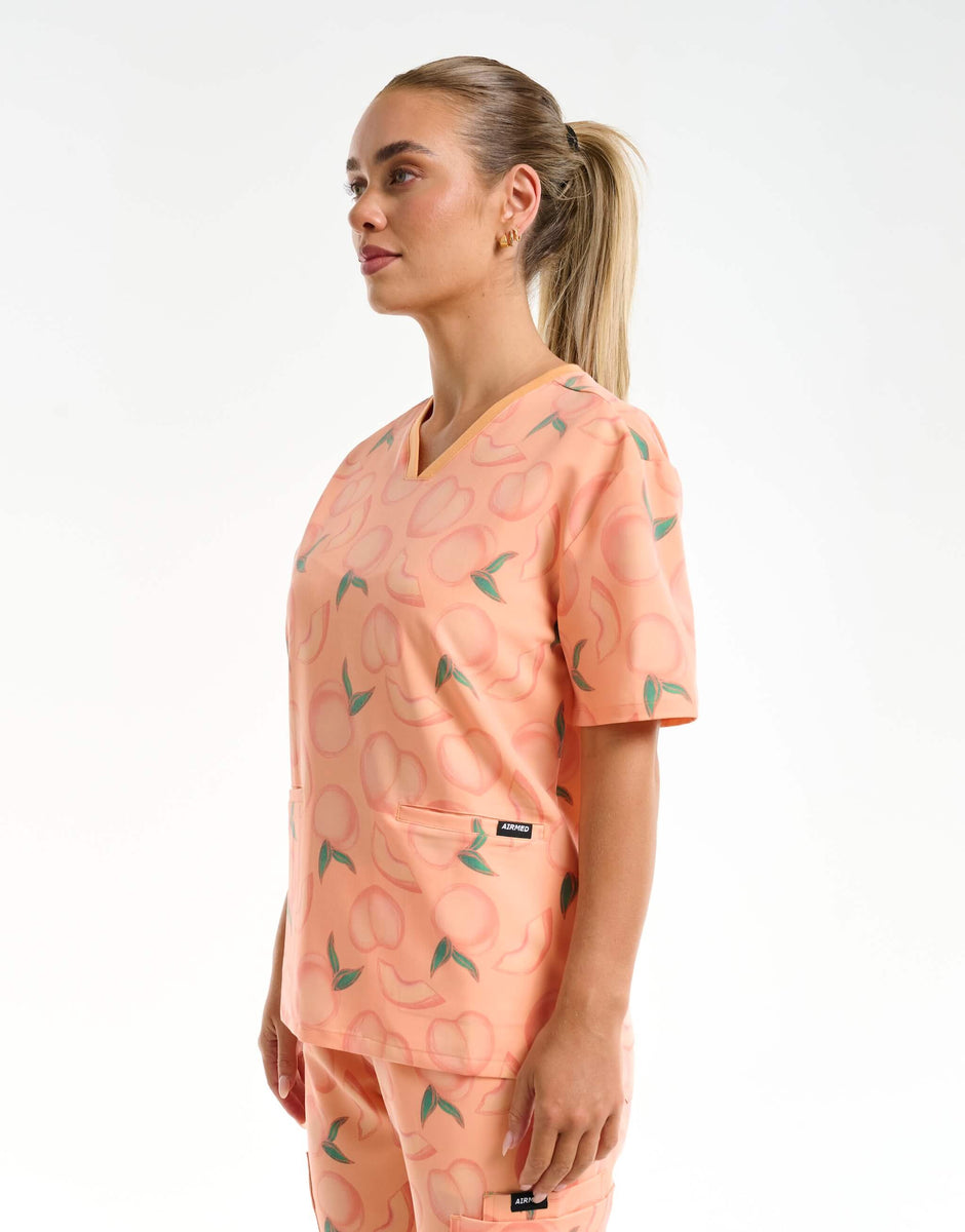 Essential V Neck Scrub Top - Peach Perfect – Airmed Scrubs