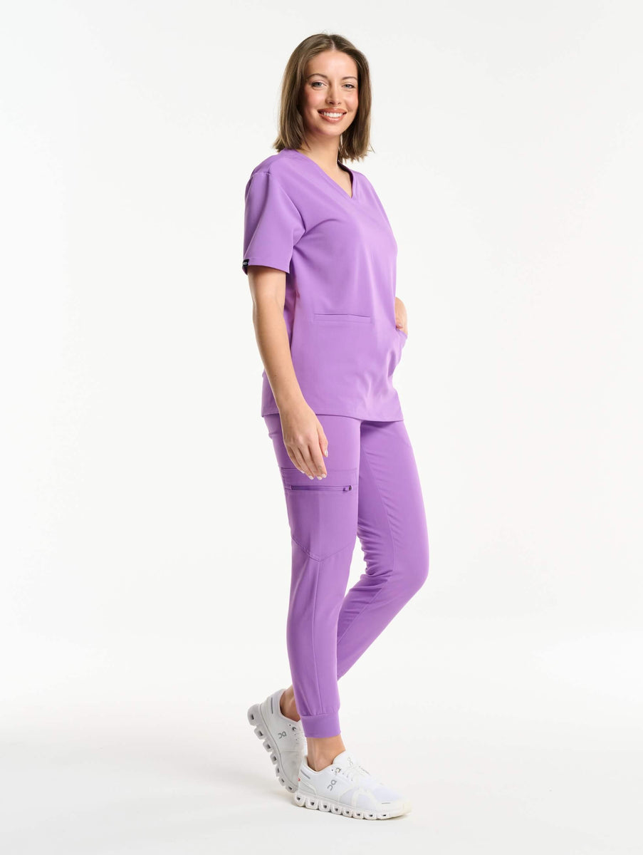 Essential V Neck Scrub Top in Wisteria Purple | Airmed Scrubs