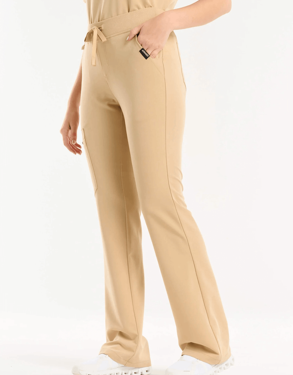Essential Flare Scrub Pants in Warm Sand | Airmed Scrubs