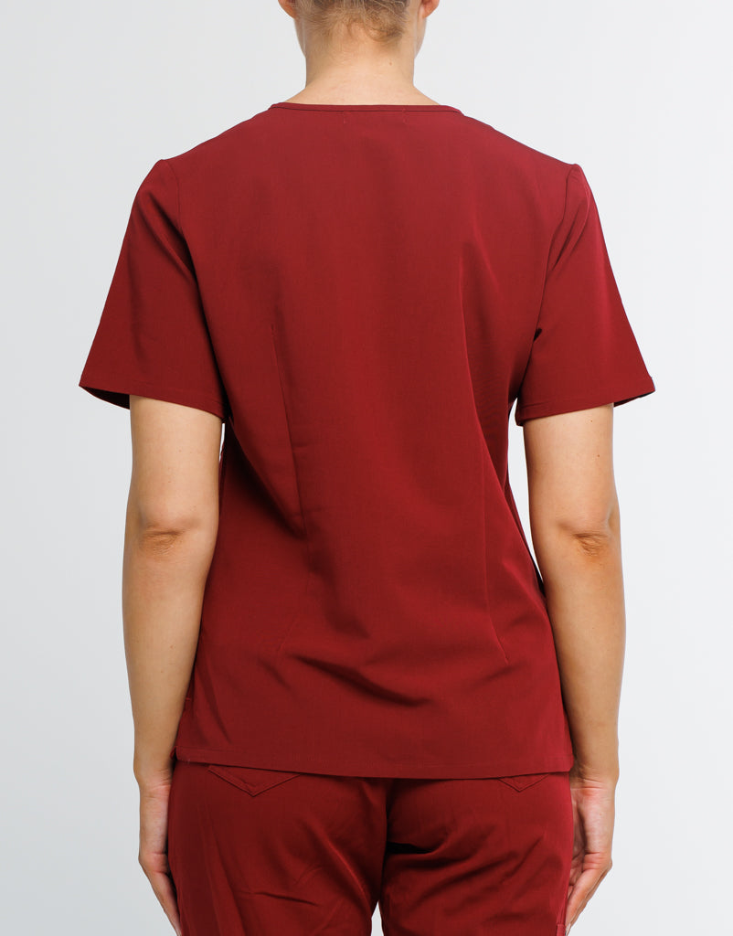 Essential One Pocket V Neck Scrub Top - Syrah Red – Airmed Scrubs