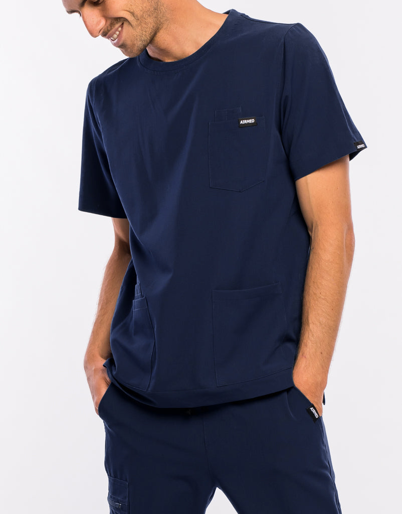 Men's Essential Crewneck Scrub Top - True Navy – Airmed Scrubs