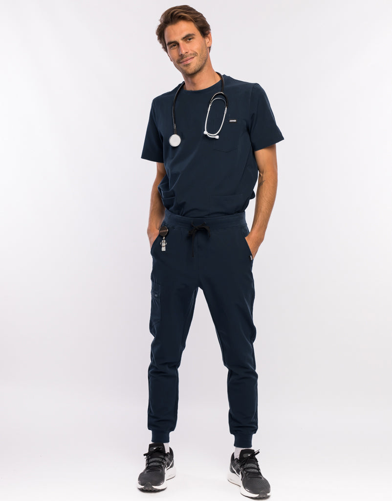 Men's Essential Crewneck Scrub Top - Midnight Navy – Airmed Scrubs
